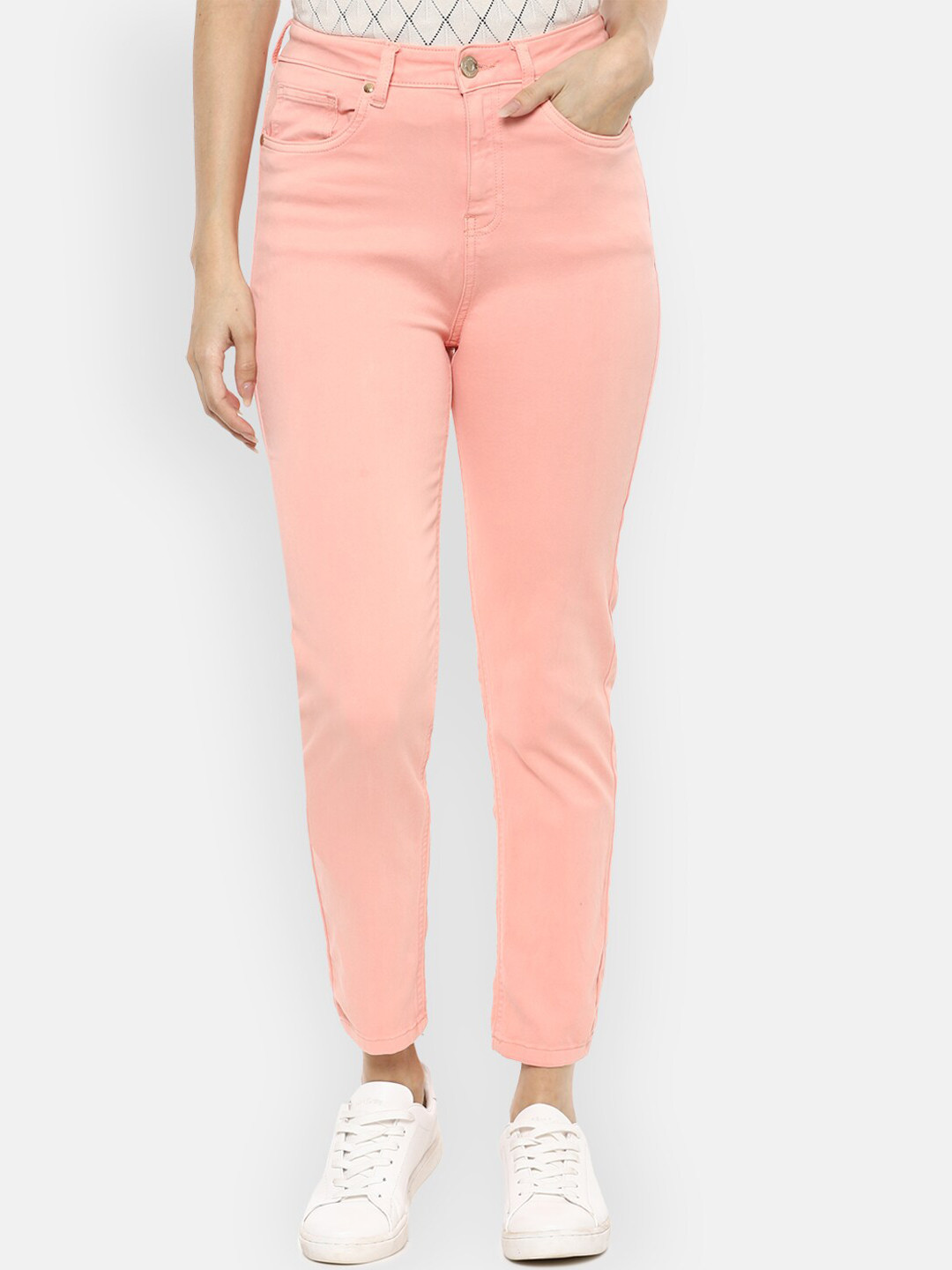 Buy Van Heusen Woman Women Peach Coloured Slim Fit Jeans - Jeans for ...