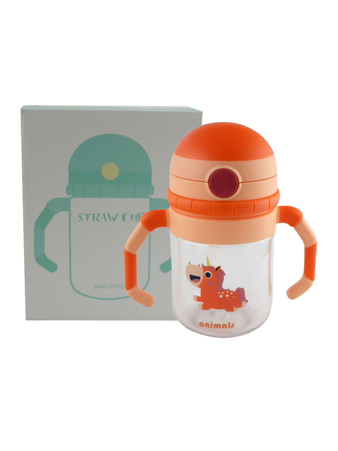 Buy ISWEVEN Kids Orange Printed Sipper Bottle 300ml - Baby Sippers for ...