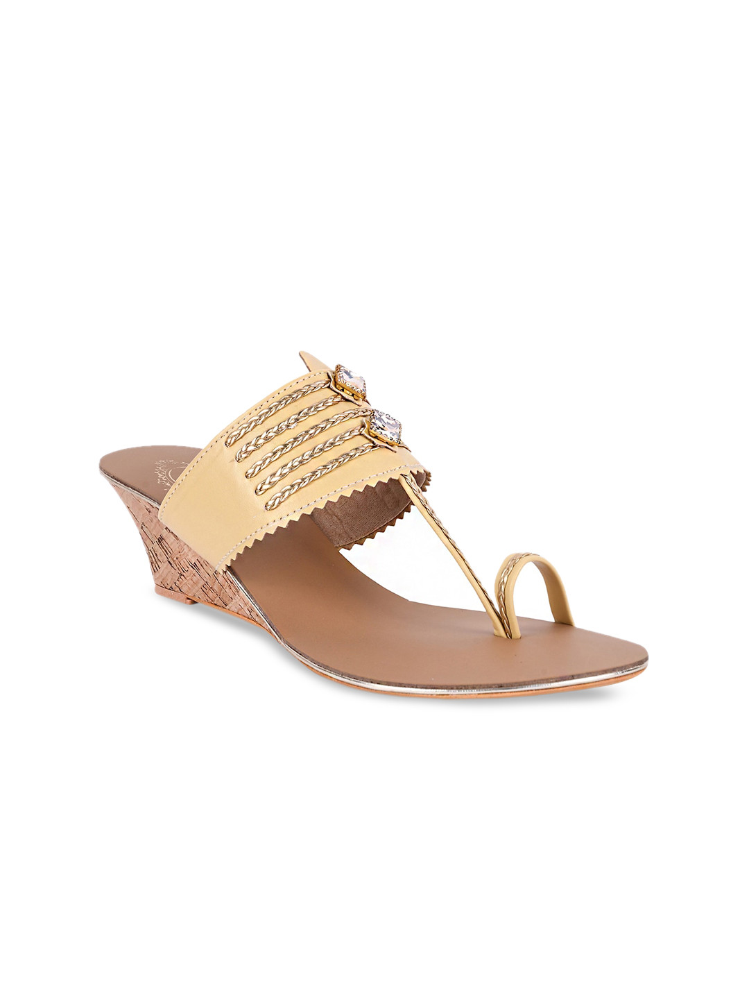 Buy Stelatoes Gold Toned PU Wedge Sandals - Heels for Women 14692584 ...
