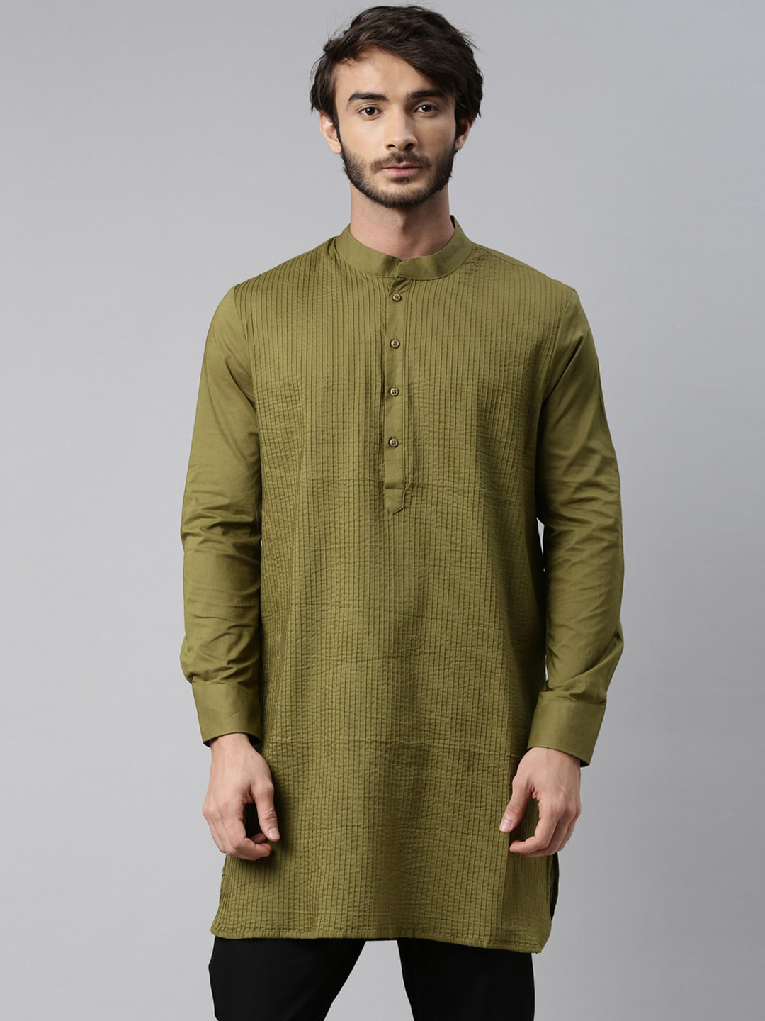 Buy RARE RABBIT Men Nolan Slim Fit Mandarin Kurta - Kurtas for Men ...