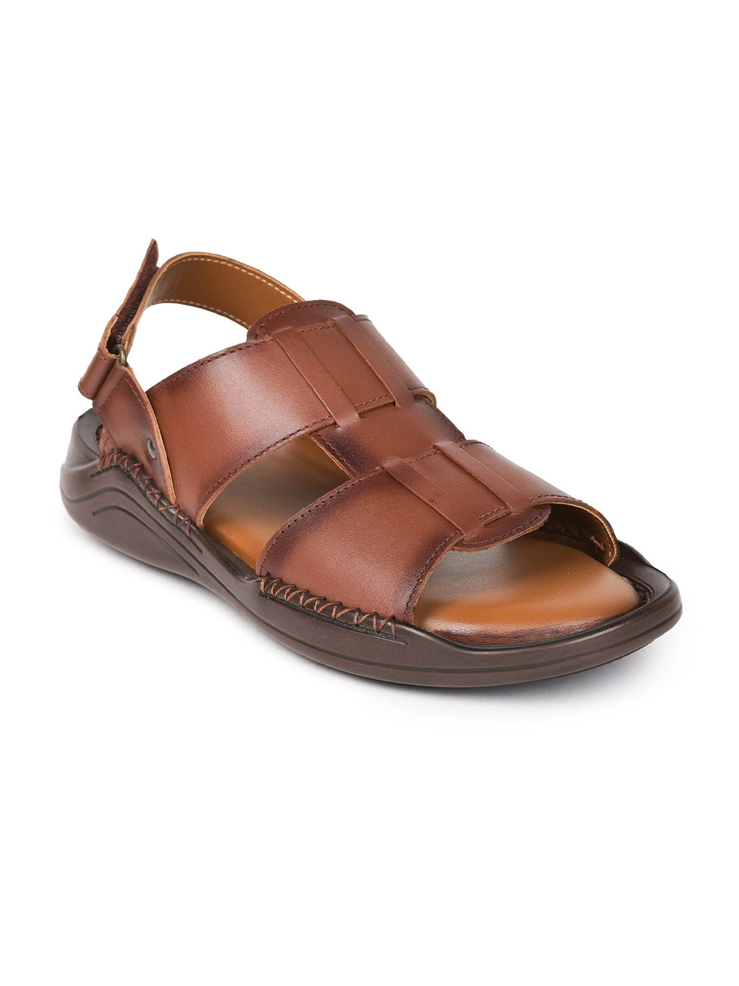 Buy Liberty Men Tan Brown Leather Comfort Sandals - Sandals for Men ...