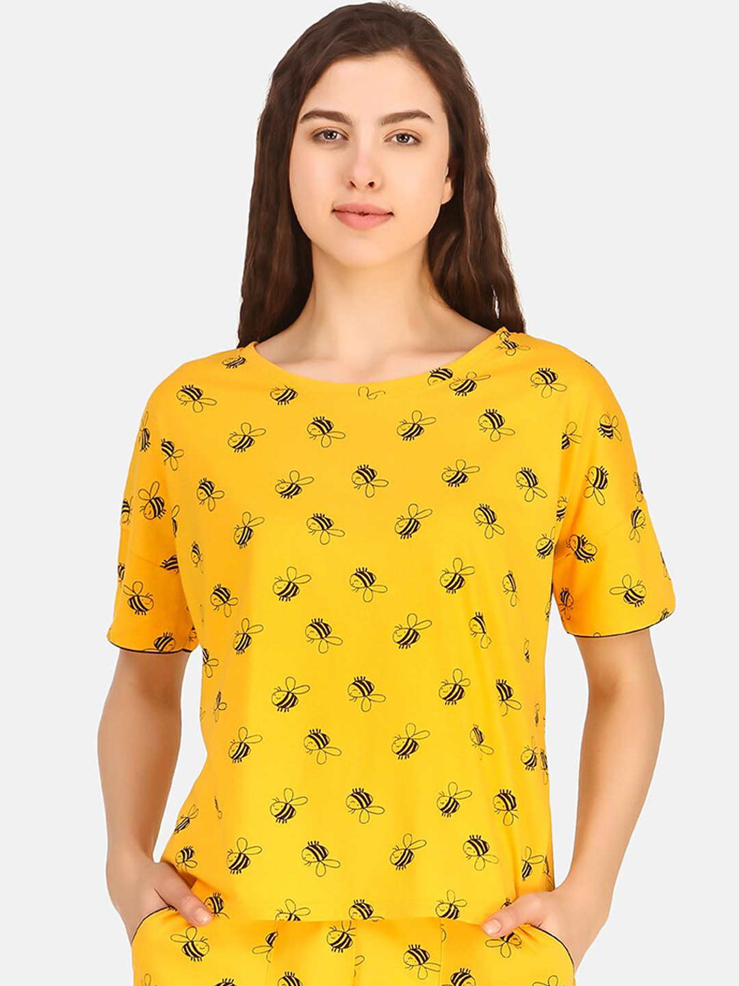 Buy Masha Women Yellow & Black Printed Night Suit - Night Suits for ...