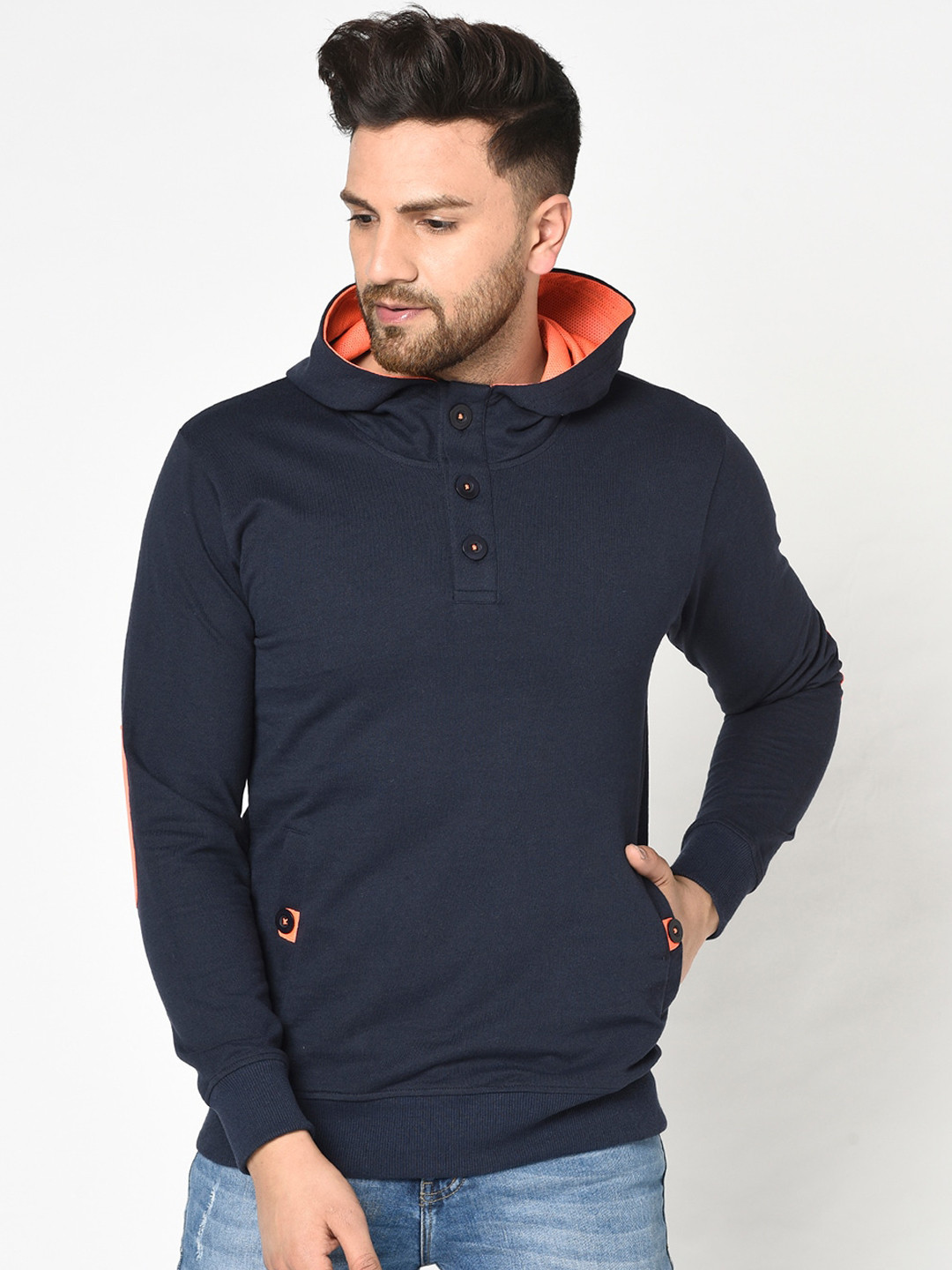Buy ELEGANCE Men Navy Blue Sweatshirt - Sweatshirts for Men 14493182 ...