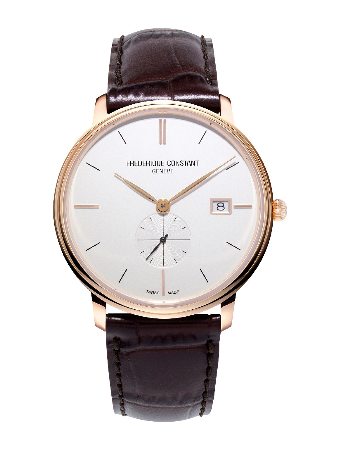 Buy Frederique Constant Men Rose Gold Dial & Brown Leather Straps ...