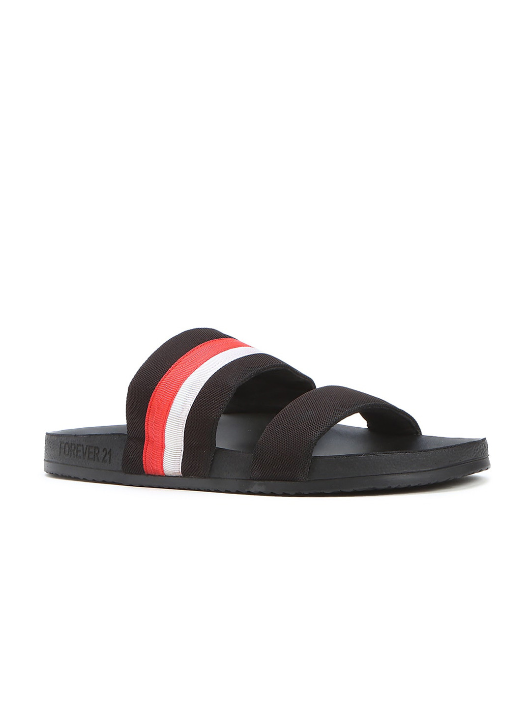 Buy FOREVER 21 Men Red & Black Striped Open Toe Sliders - Flip Flops ...