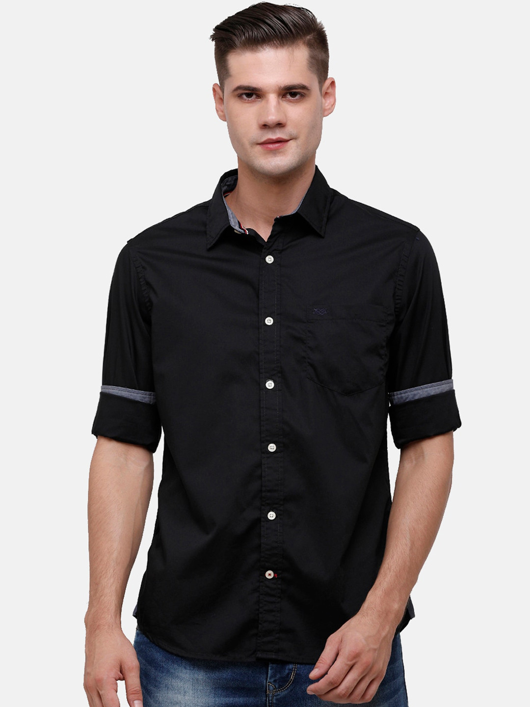 Buy Double Two Men Black Slim Fit Casual Shirt - Shirts for Men ...