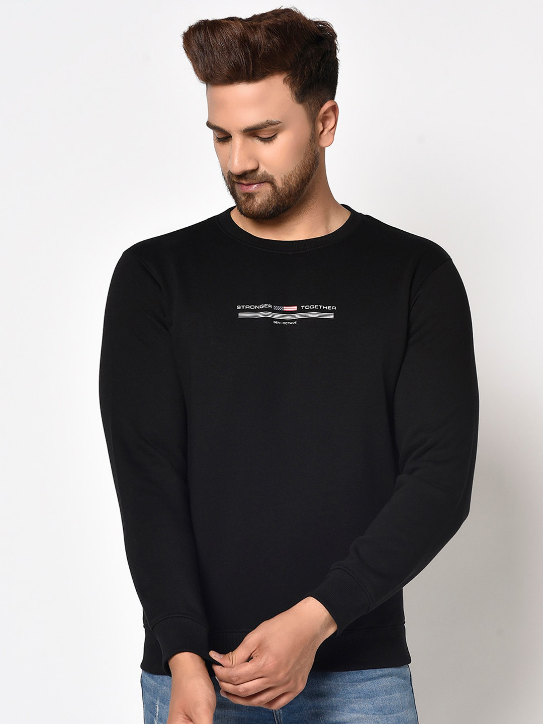 Buy Octave Men Black Sweatshirt - Sweatshirts for Men 14716446 | Myntra