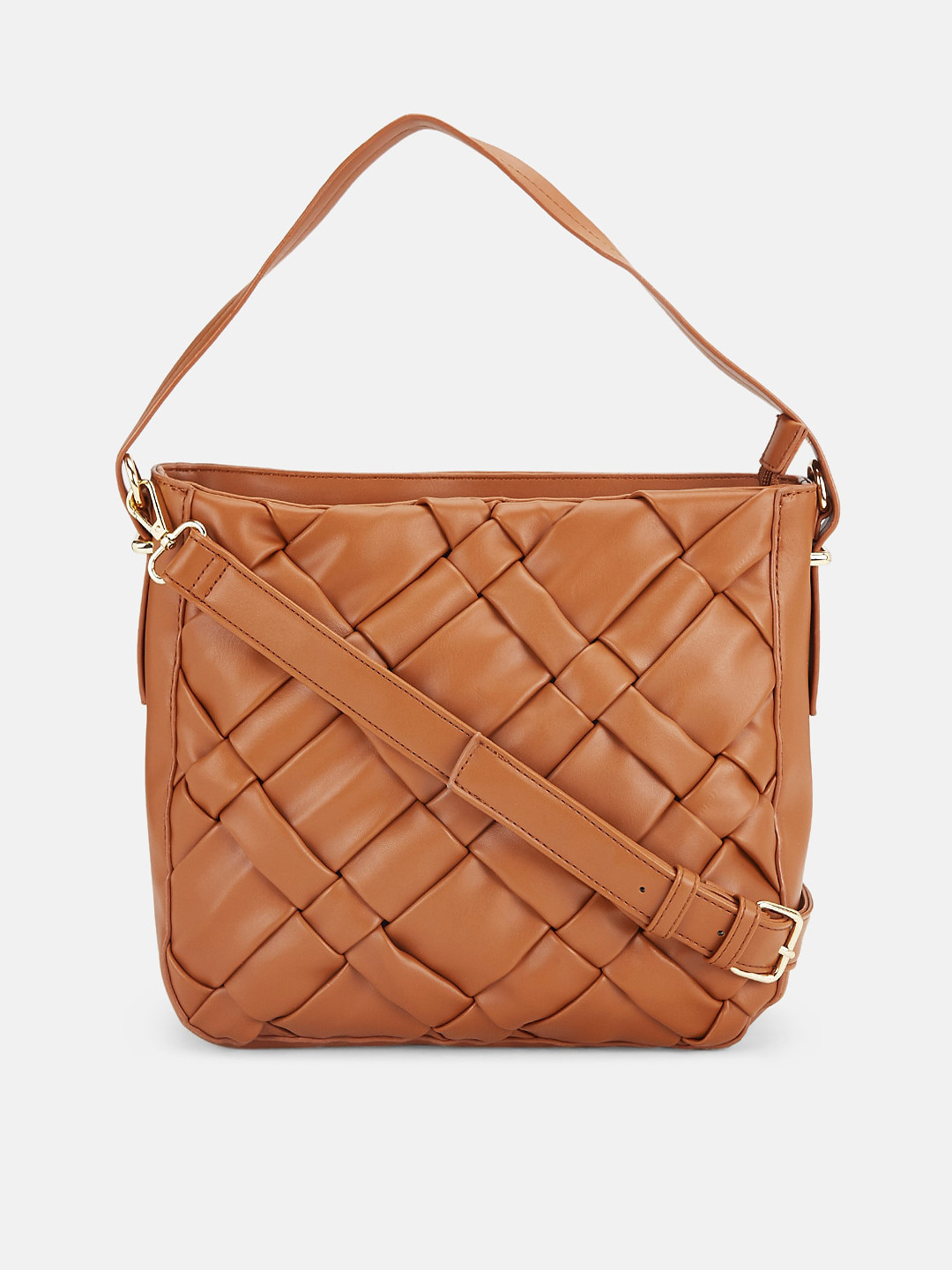 Buy Forever Glam By Pantaloons Tan Textured Structured Shoulder Bag ...