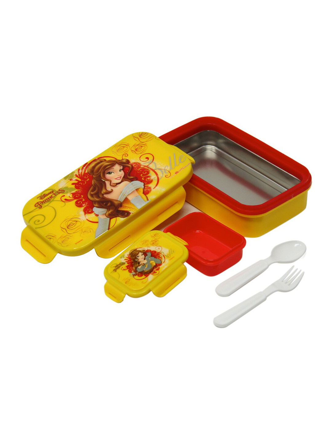 Buy Disney Yellow & Red Bella Printed Inside Stainless Steel Lunch Box ...