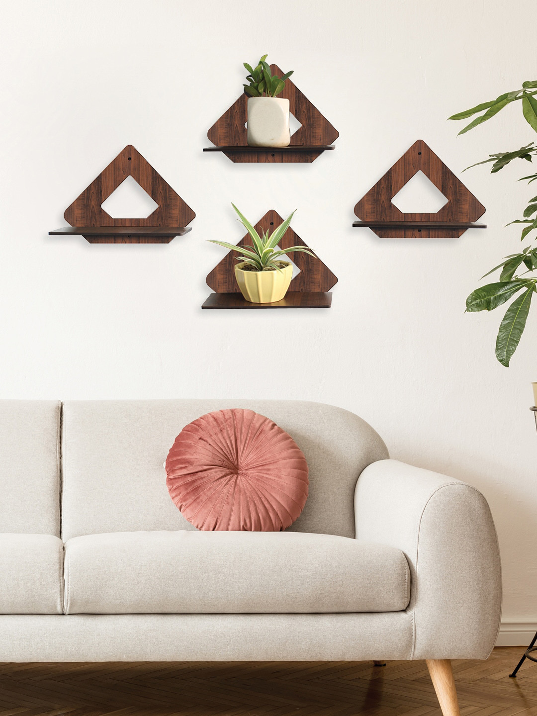 Buy RANDOM Set Of 4 Brown MDF Basic Wall Shelf - Wall Shelves for ...