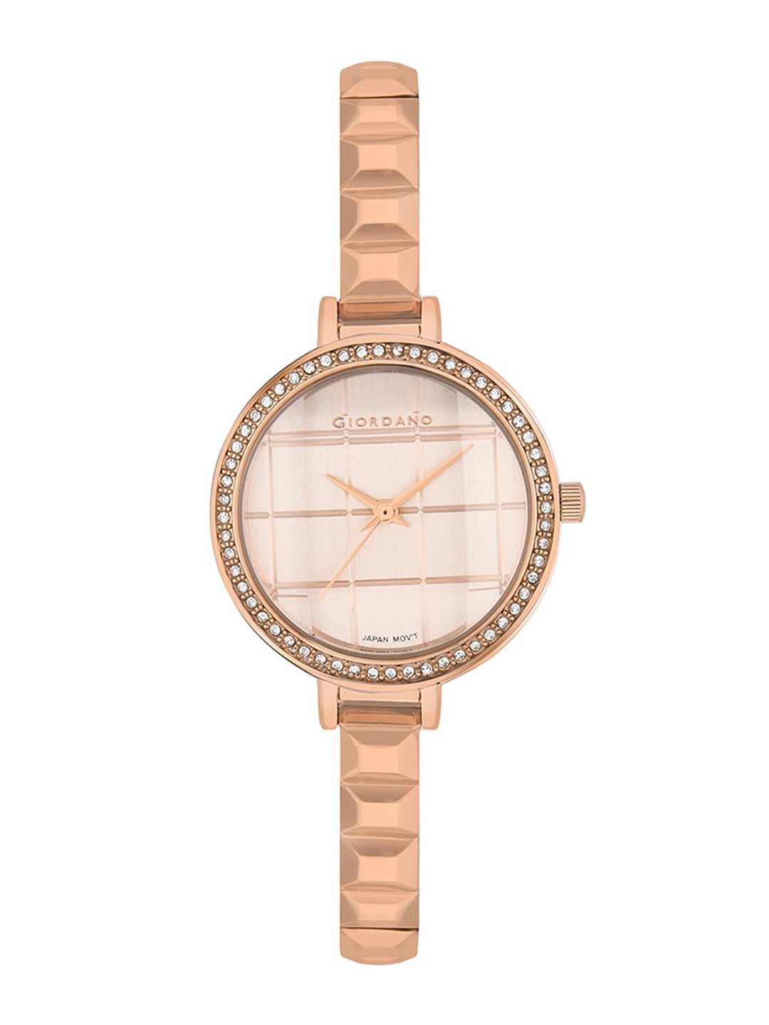 Buy GIORDANO Women Rose Gold Toned Embellished Dial Analogue Watch GD ...