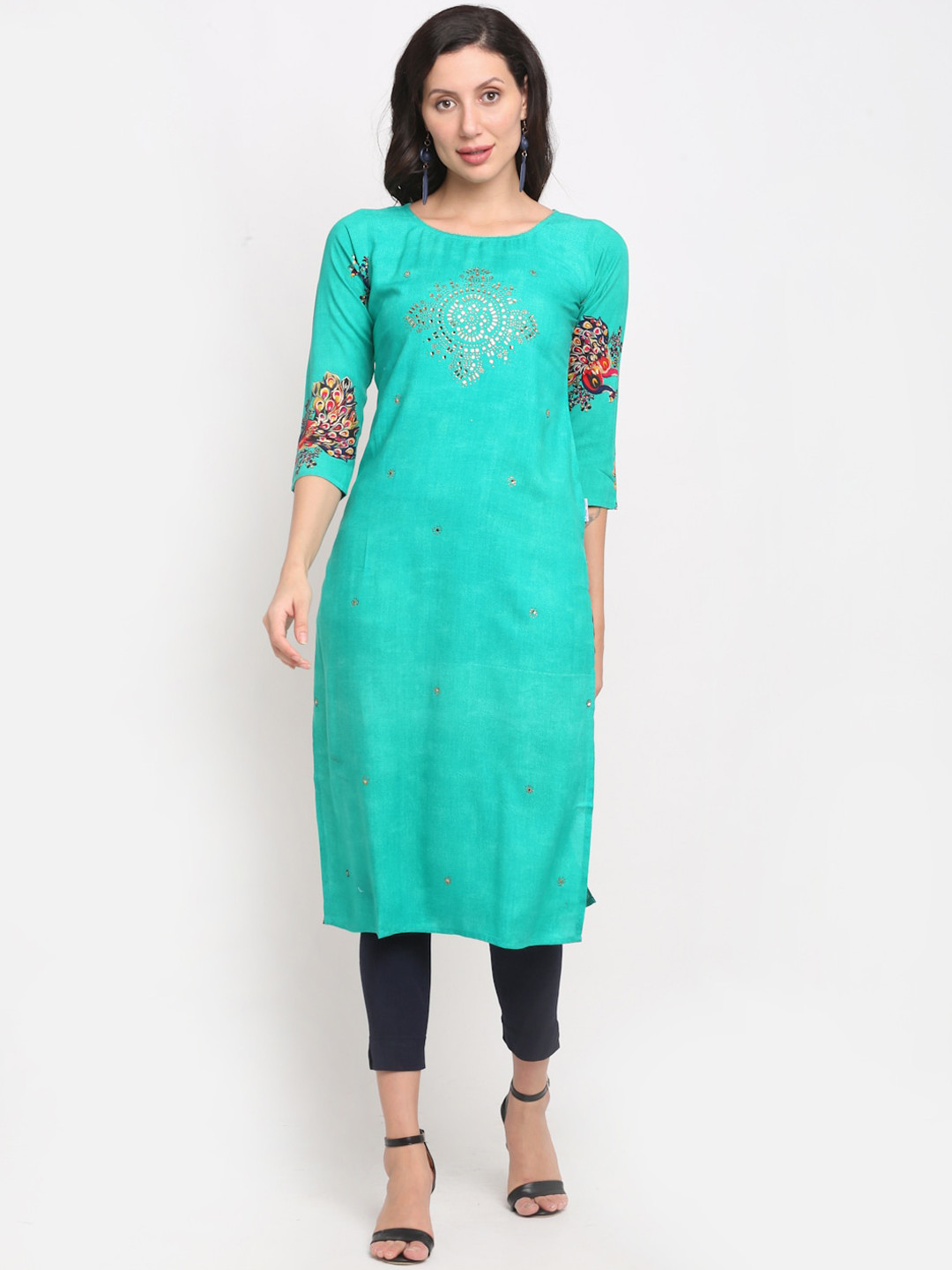 Buy Lovely Lady Women Blue Ethnic Motifs Checked Kurta - Kurtas for ...