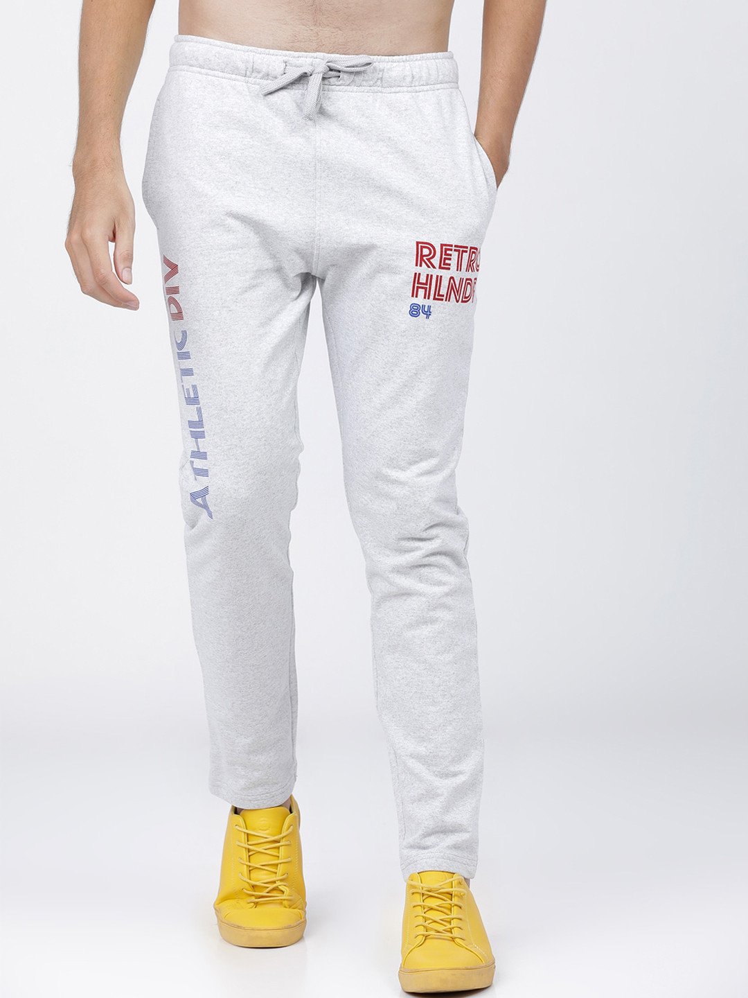 Buy HIGHLANDER Men Off White Typography Printed Slim Fit Track Pants ...