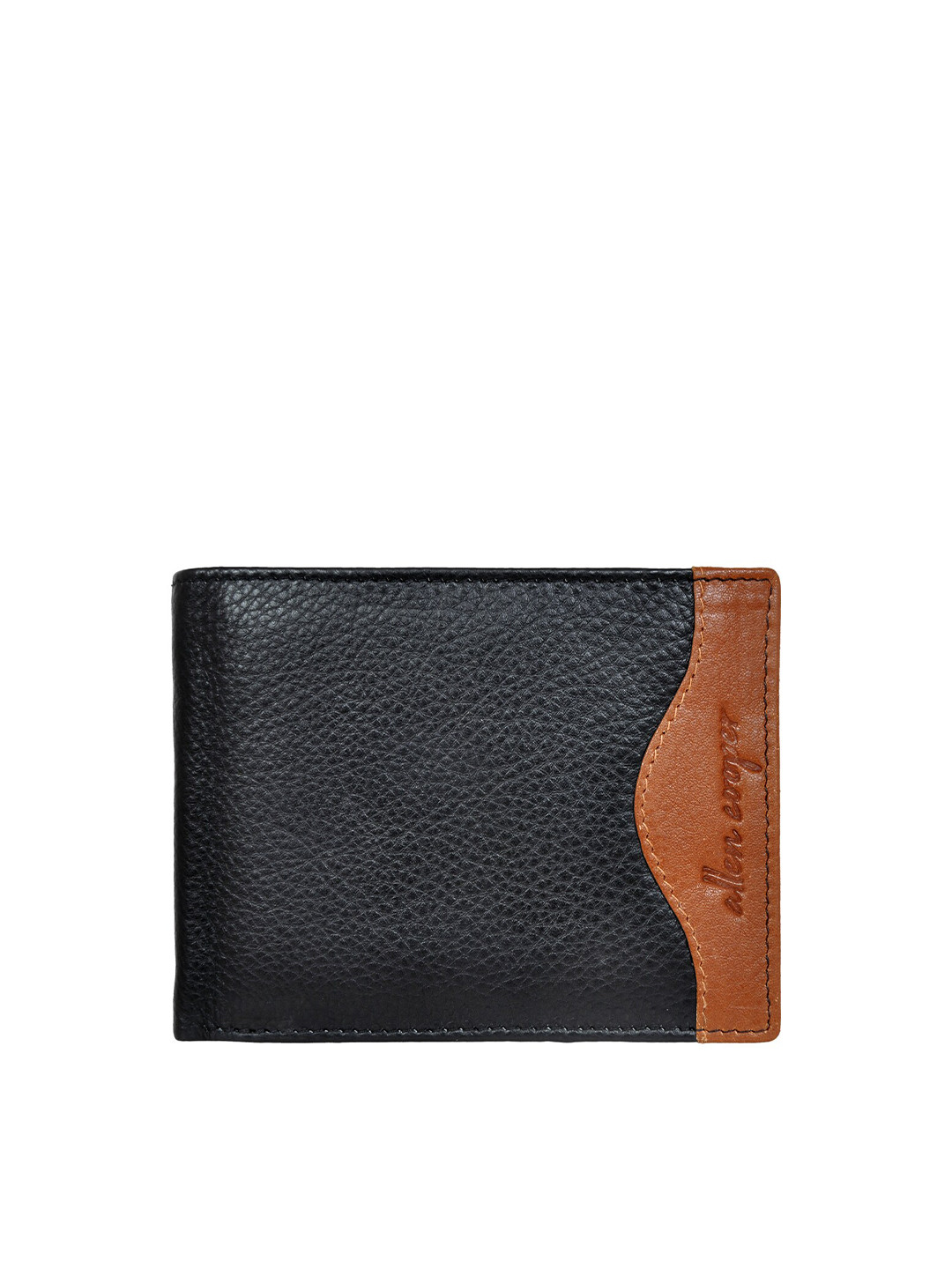 Buy Allen Cooper Men Black & Brown Textured Leather Three Fold Wallet ...