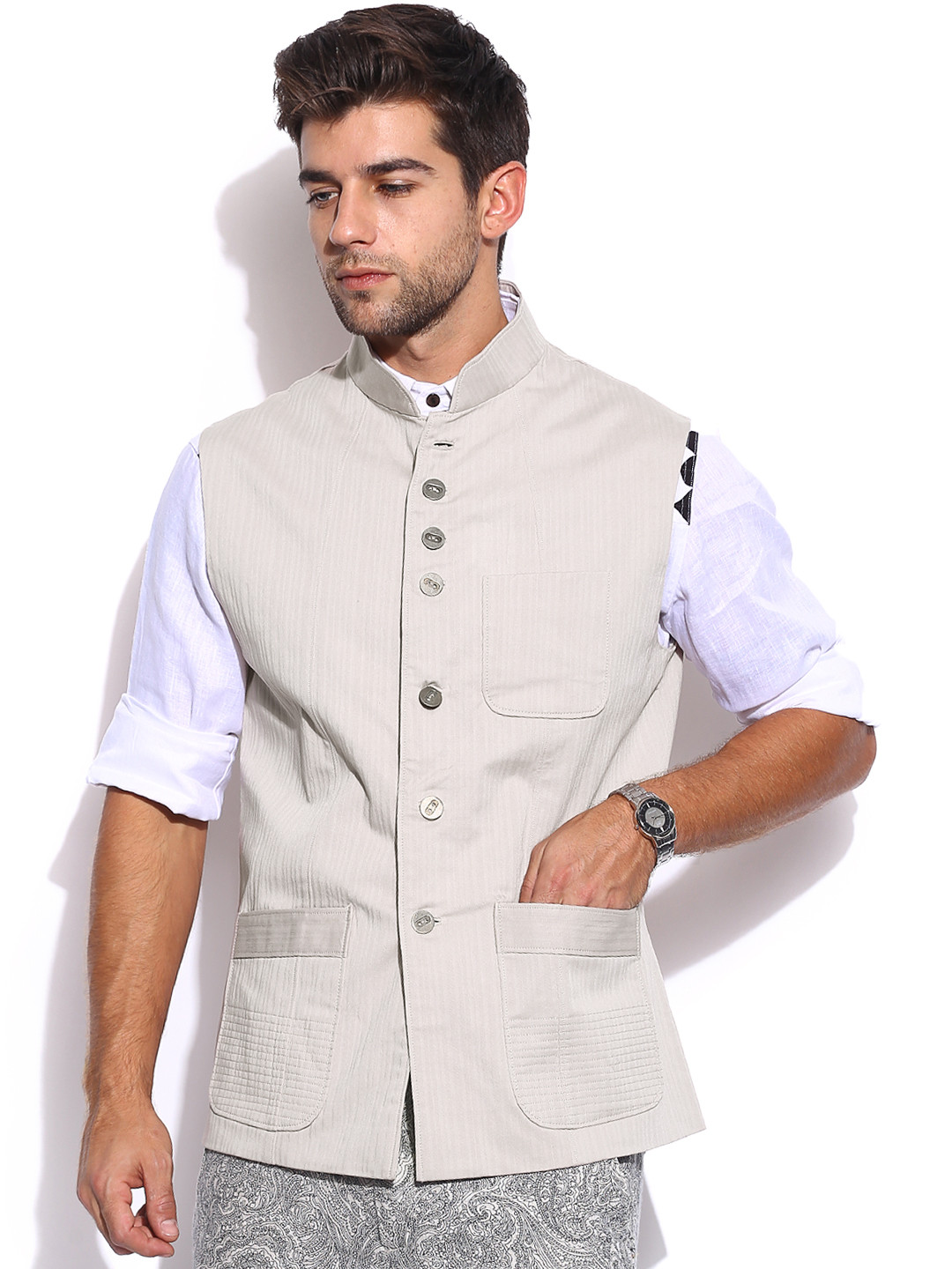 Buy Wills Signature By Rohit Gandhi & Rahul Khanna Men Beige Jacket ...