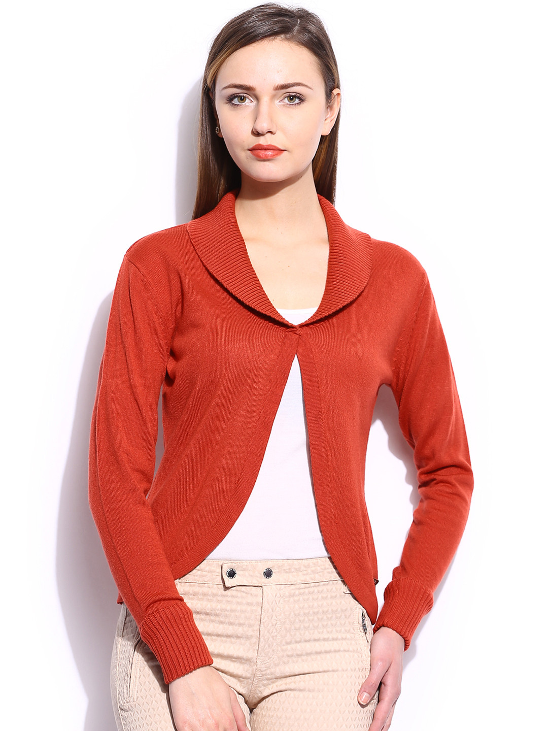 Buy Mast & Harbour Coral Red Shrug - Shrug for Women 351354 | Myntra