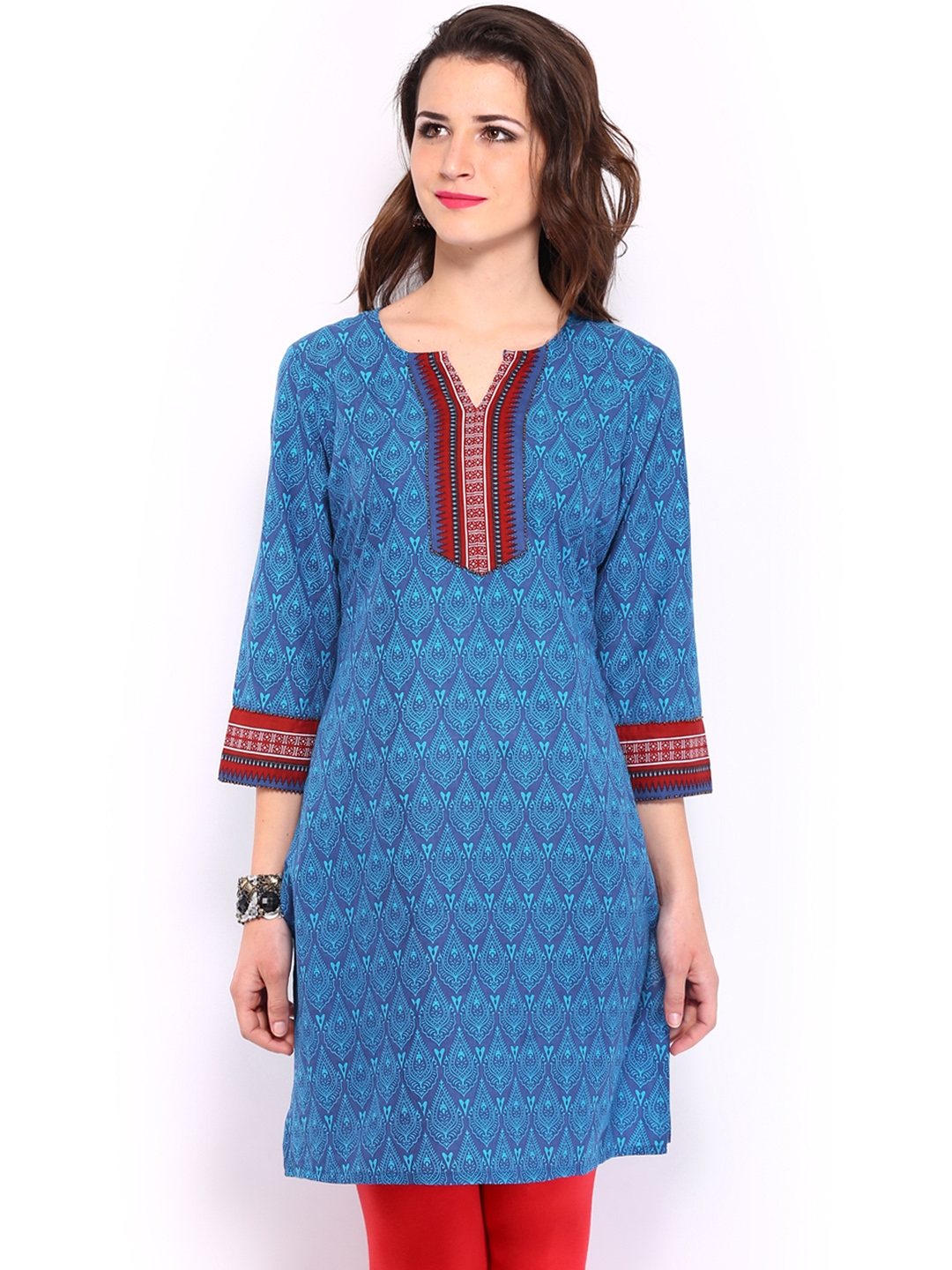 Buy Anouk Women Blue Printed Kurta Kurtas For Women 354016 Myntra