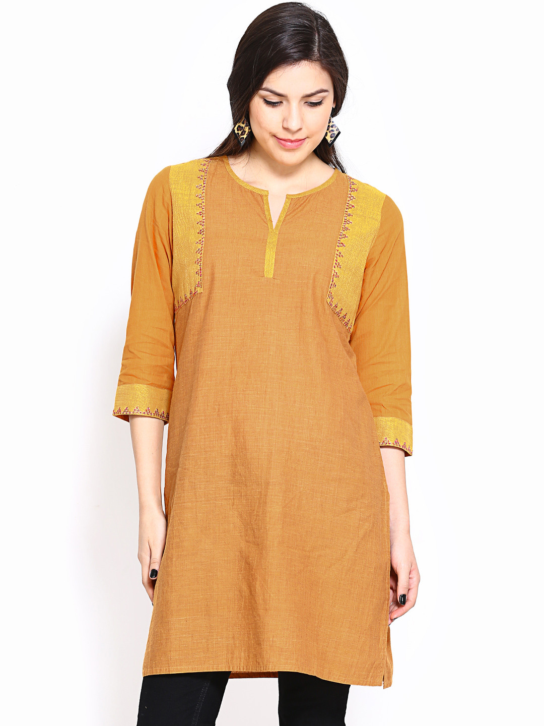 Buy Fabindia Women Mustard Yellow Kurta - Kurtas for Women 415367 | Myntra