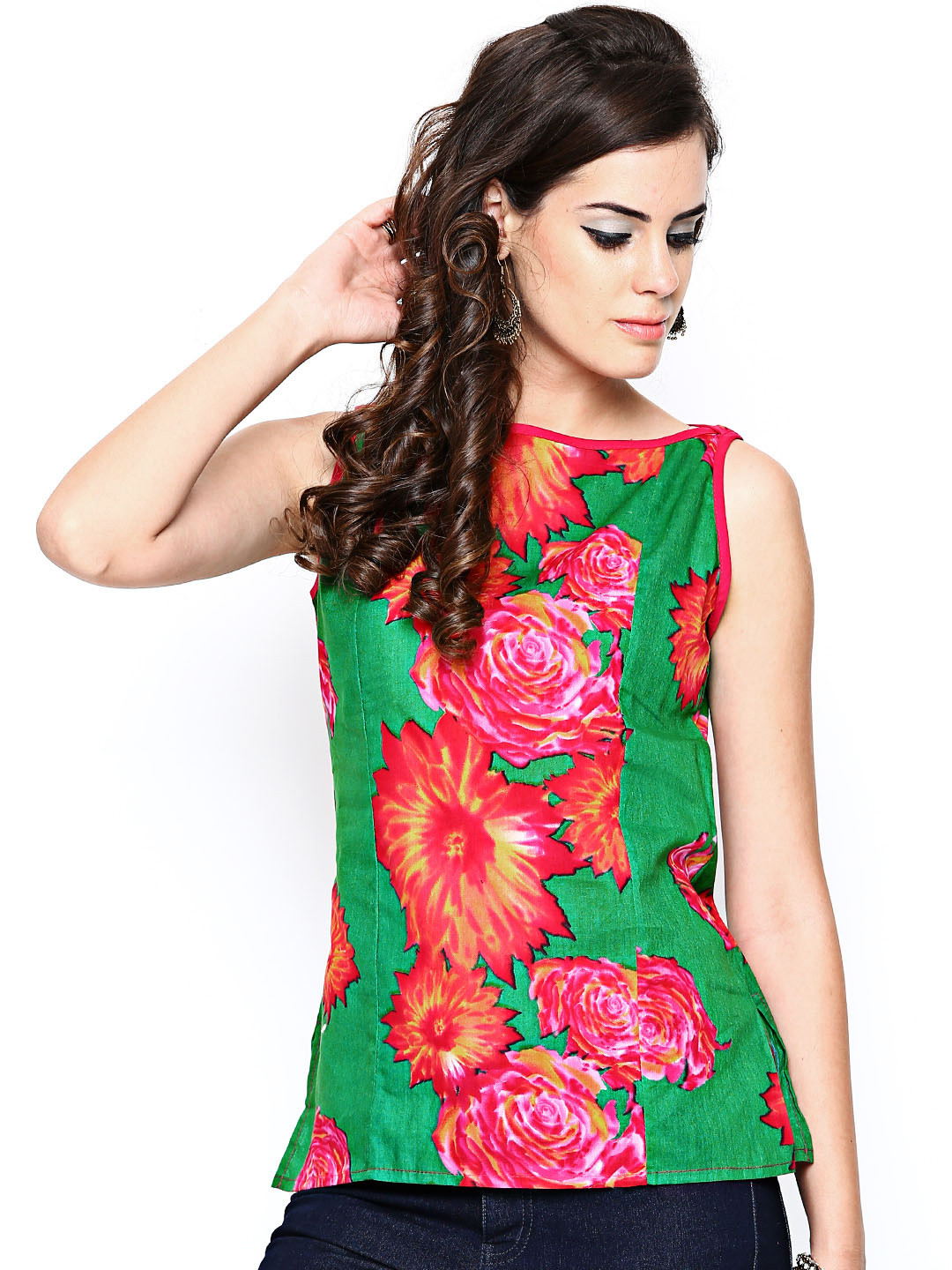 Buy Shree Women Green Floral Printed Top - Tops for Women 487438 | Myntra