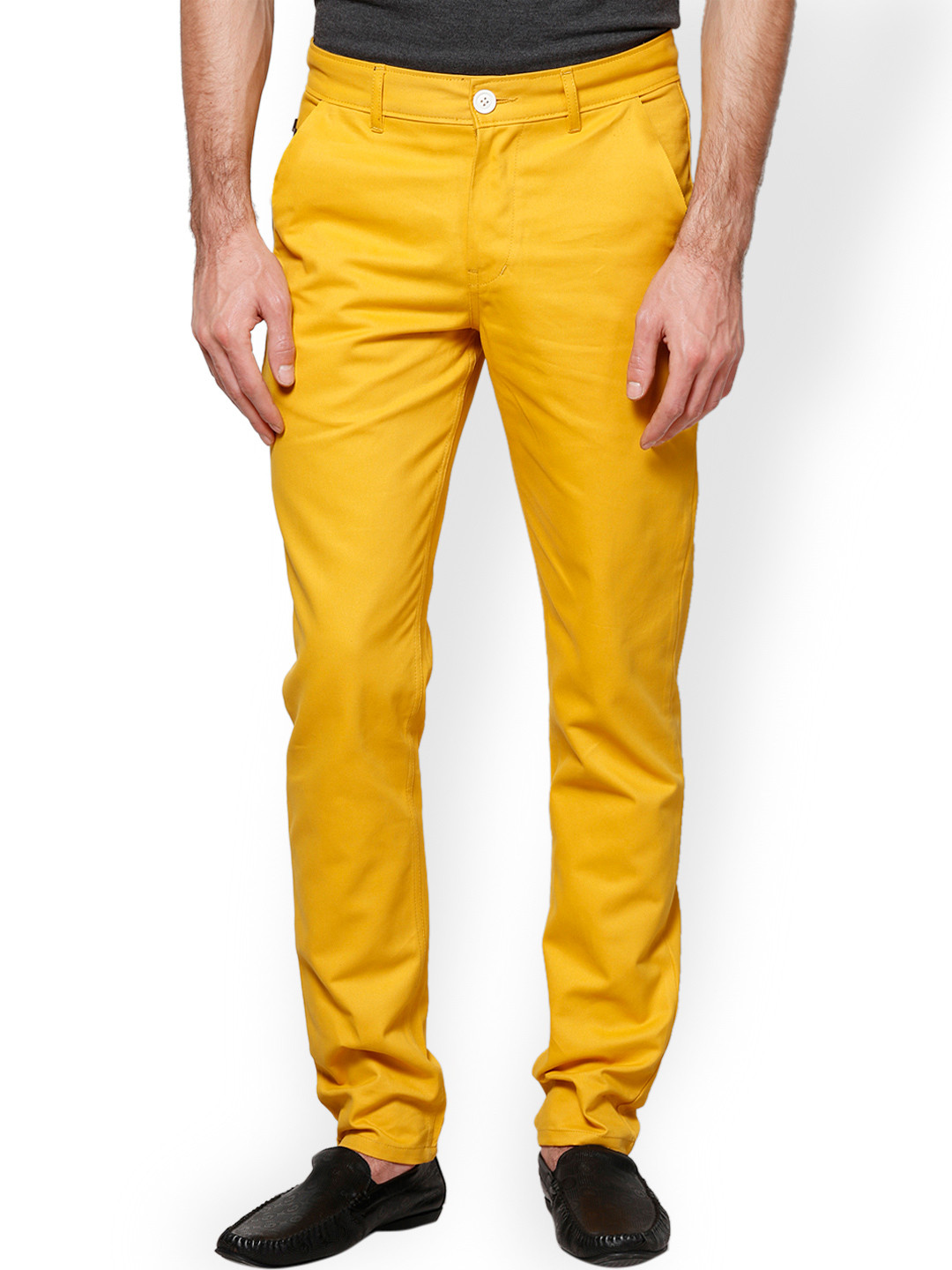 Buy Hubberholme Men Mustard Yellow Slim Fit Chino Trousers - Trousers ...