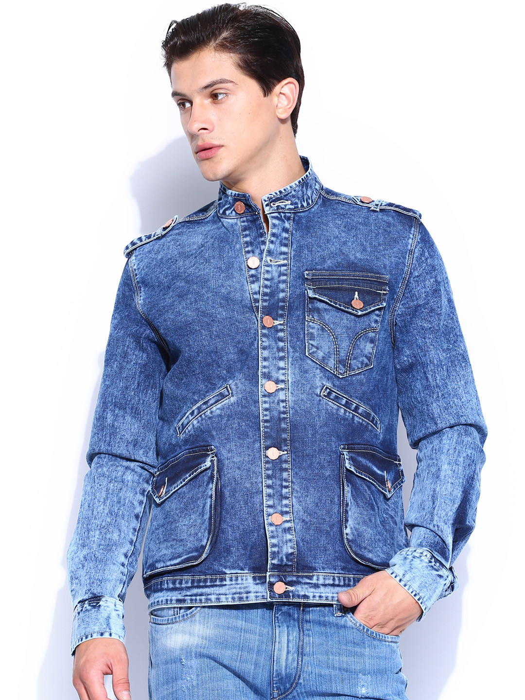 Buy Yellow Jeans Men Blue Denim Jacket - Jackets for Men 556961 | Myntra
