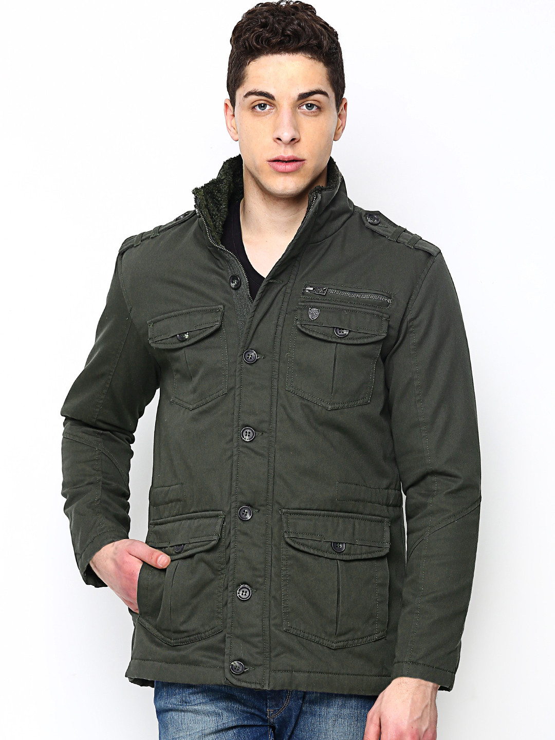 Buy Numero Uno Men Olive Green Jacket - Jackets for Men 575075 | Myntra