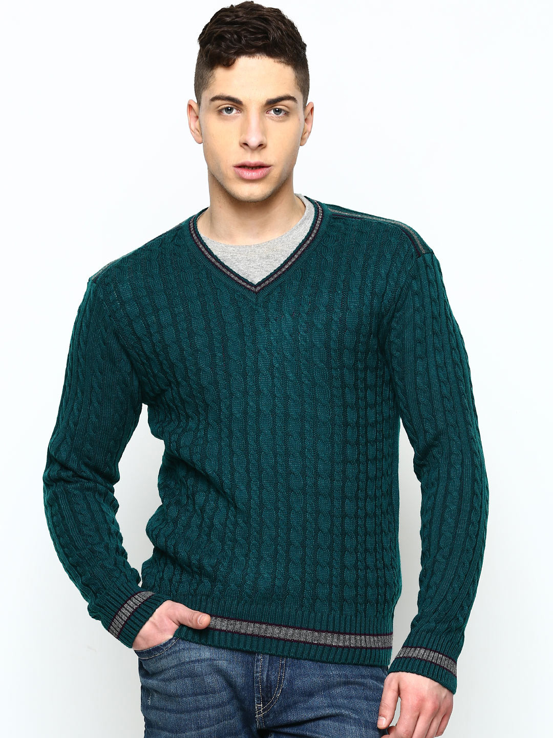 Buy American Eye Men Teal Green Sweater - Sweaters for Men 578119 | Myntra