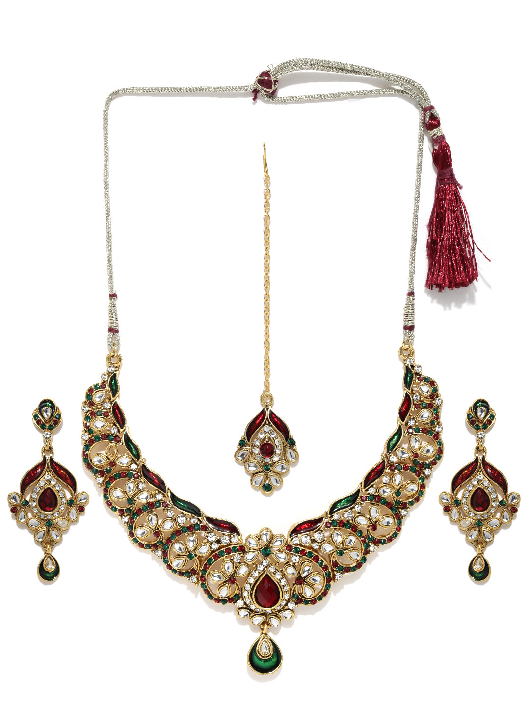 Buy Anouk Gold Toned & Maroon Jewellery Set - Jewellery Set for Women ...