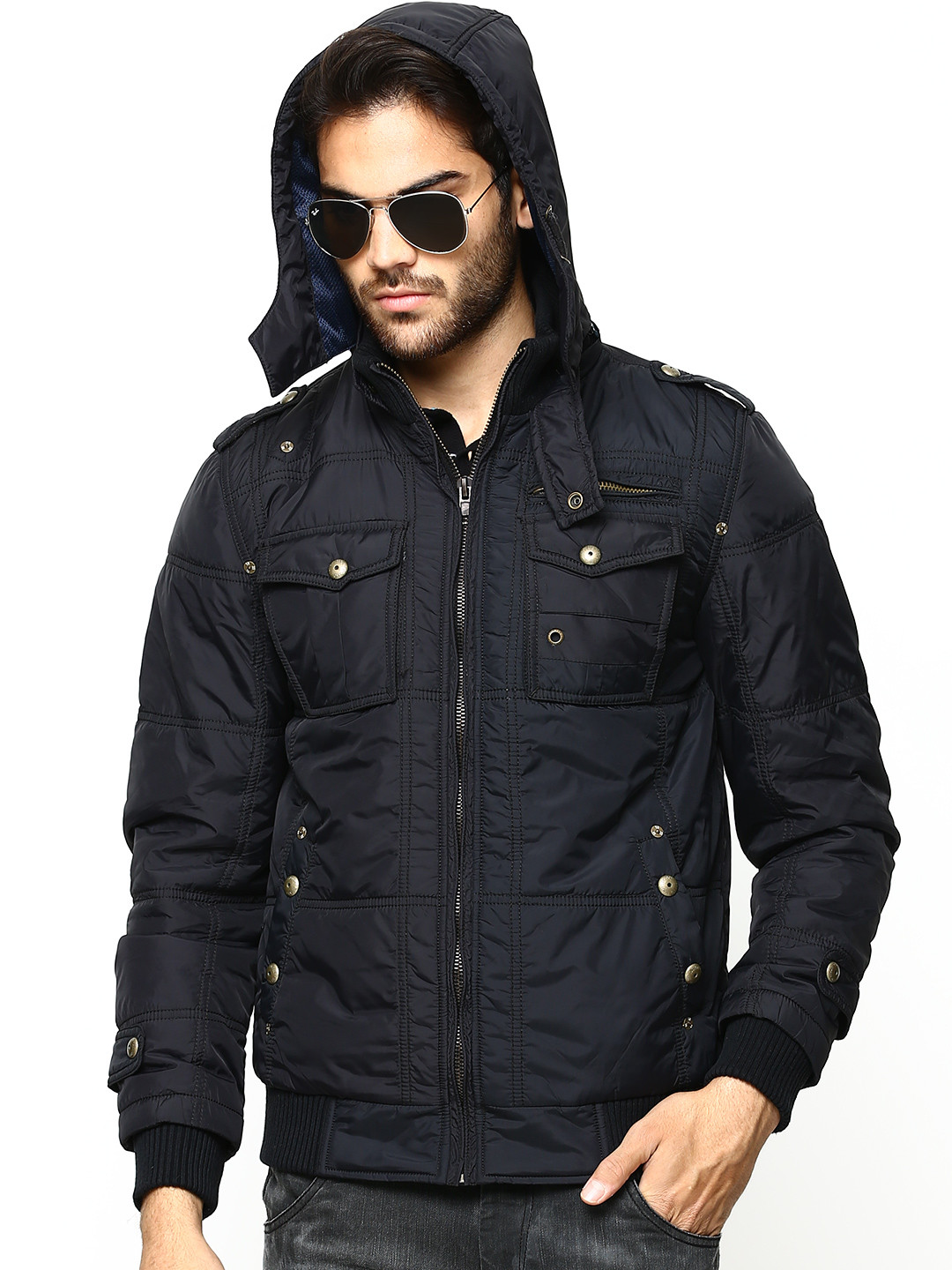 Buy Tycoon Men Black Jacket With Detachable Hood - Jackets for Men ...