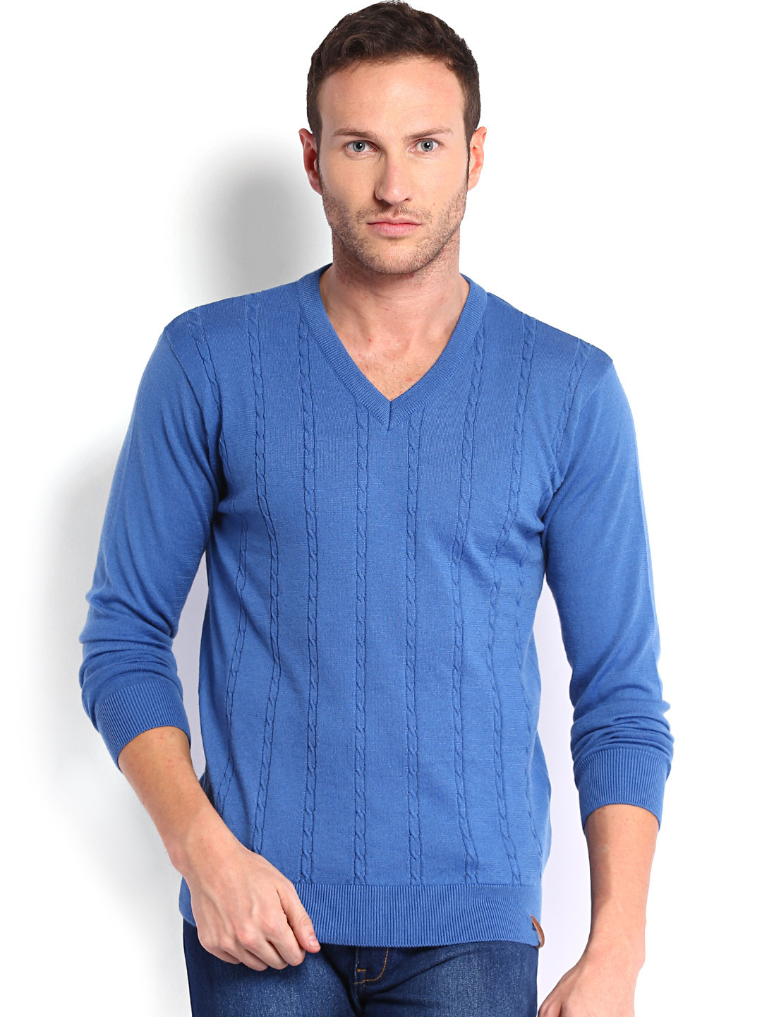 Buy Peter England Casuals Men Blue Woollen Sweater - Sweaters for Men ...