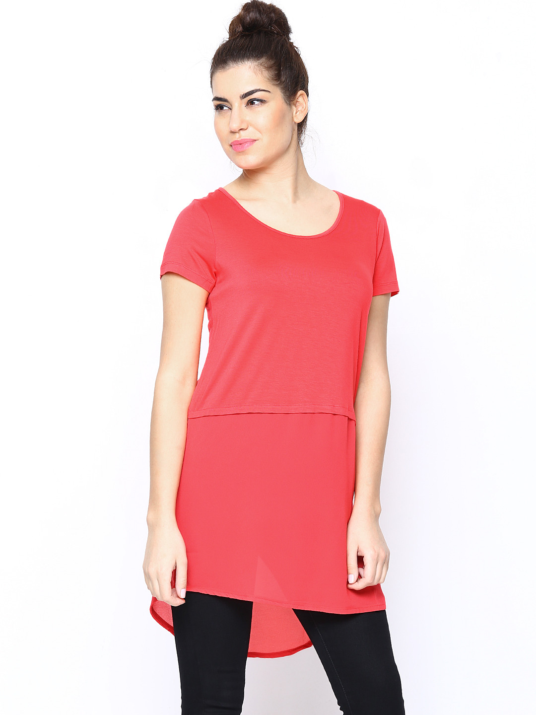 Buy ONLY Women Coral Pink Tunic - Tunics for Women 621861 | Myntra