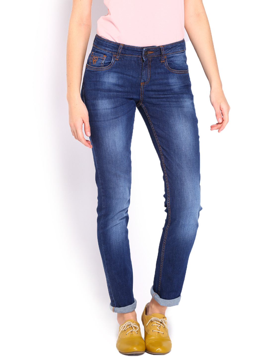 Buy Flying Machine Women Blue Alice Slim Straight Fit Stretchable Jeans ...