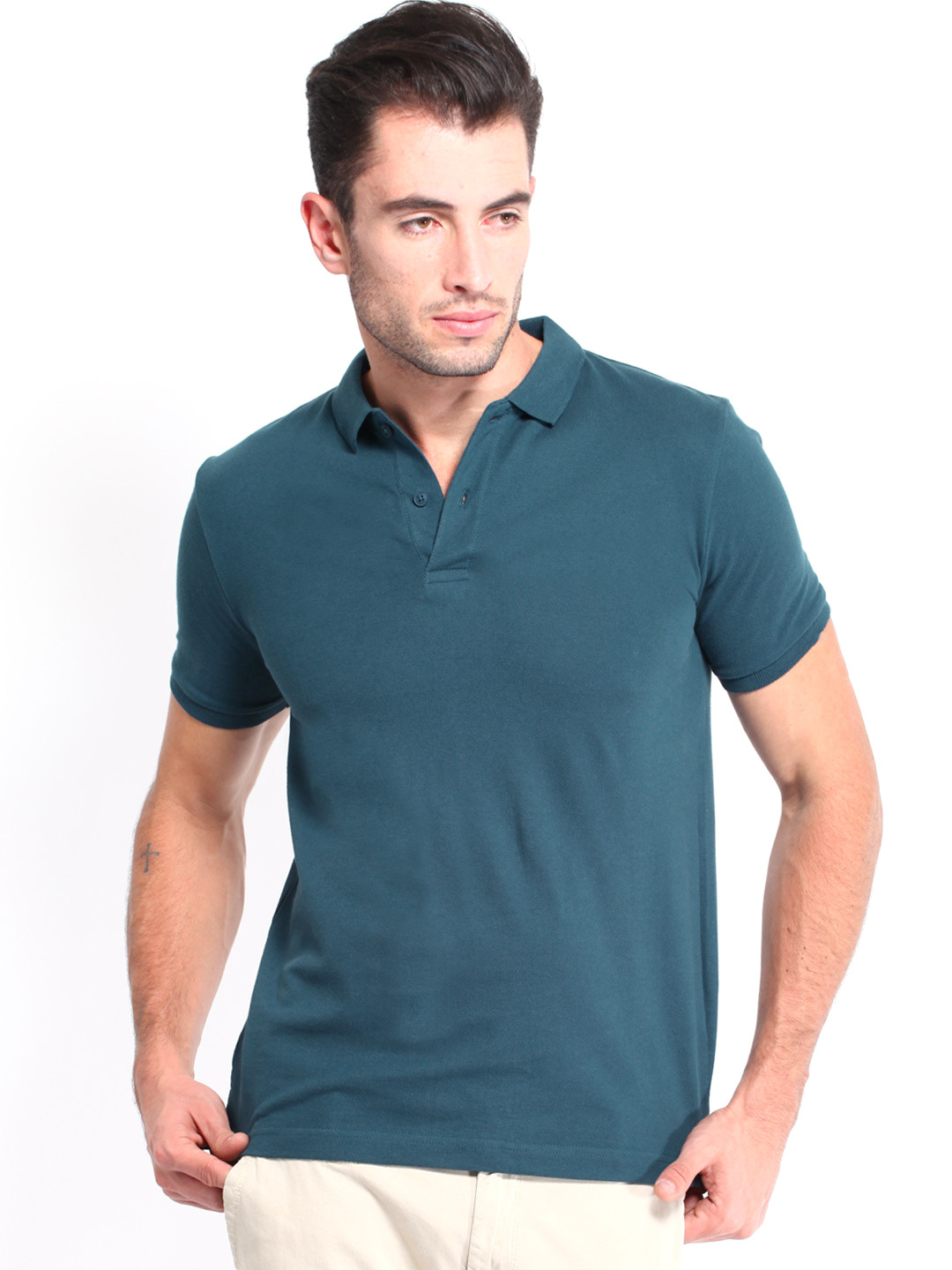 Buy Highlander Men Teal Blue Polo Pure Cotton T Shirt - Tshirts for Men ...
