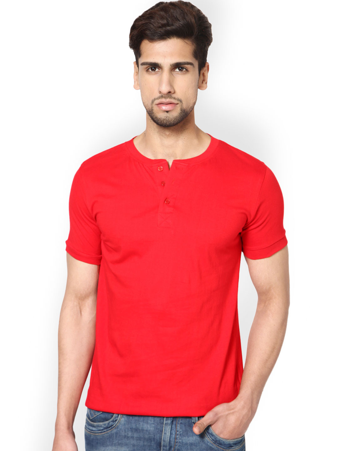 Buy Unisopent Designs Men Red Henley T Shirt - Tshirts for Men 648966 ...
