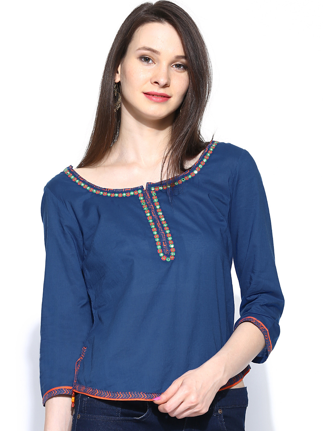 Buy BIBA OUTLET Blue Top - Tops for Women 693912 | Myntra