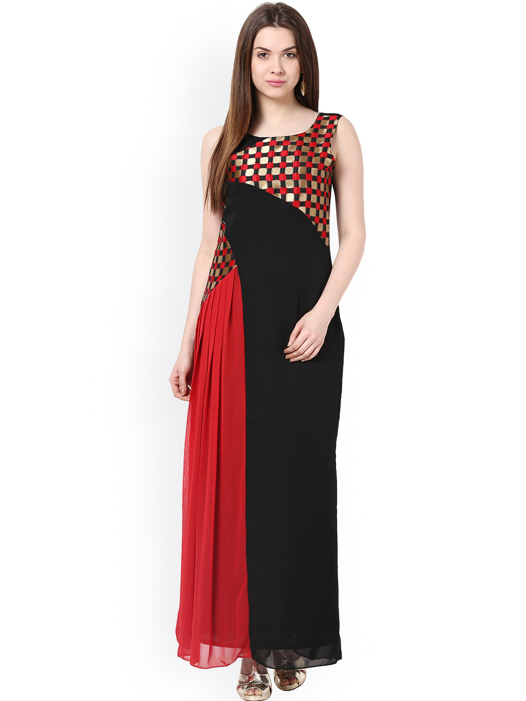 Buy Athena Black & Red Maxi Dress - Dresses for Women 694172 | Myntra