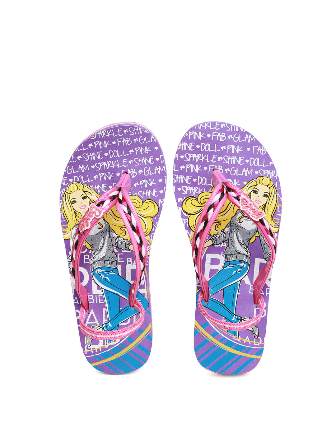 Buy Barbie Girls Pink & Purple Printed Flip Flops - Flip Flops for ...