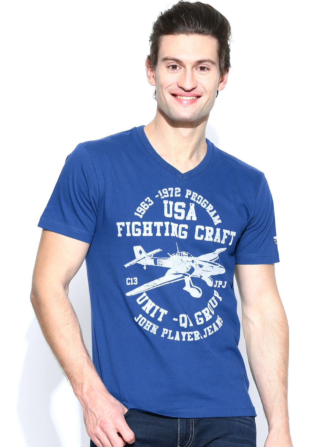 Buy John Players Men Blue Pure Cotton T Shirt - Tshirts for Men 697660 ...