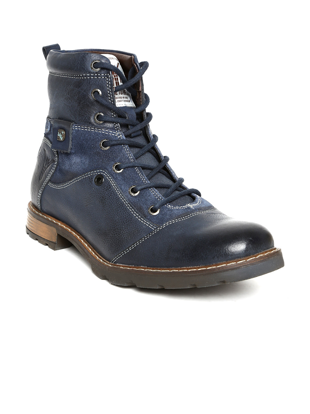 Buy ID Men Navy Leather Boots - Boots for Men 706744 | Myntra
