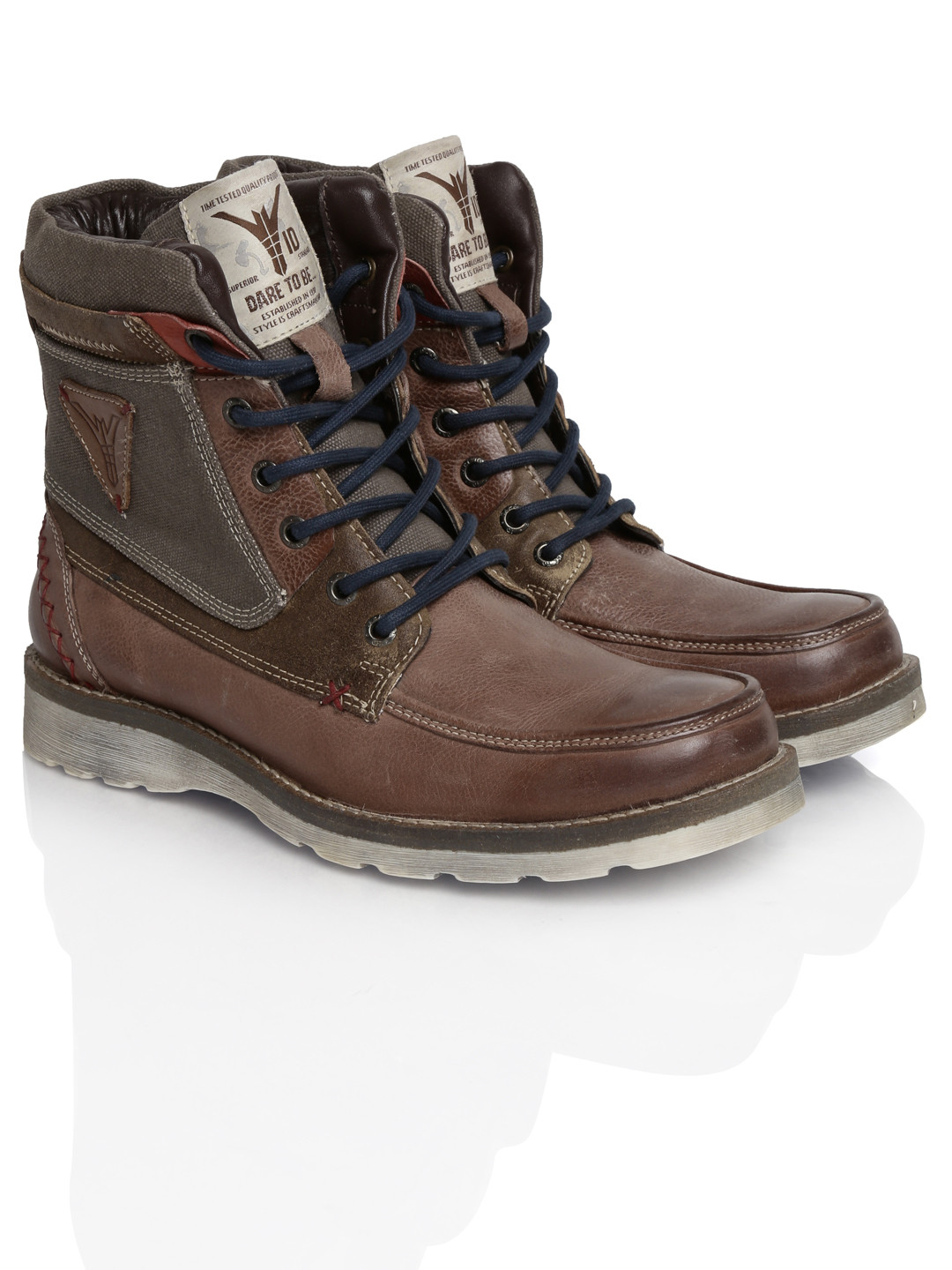 Buy ID Men Brown Leather Boots - Boots for Men 706751 | Myntra
