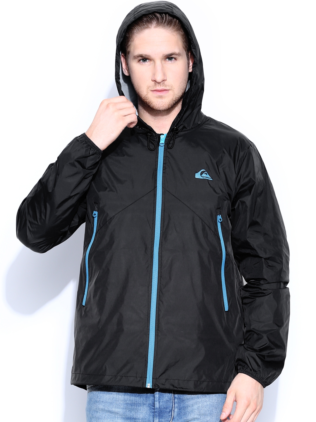 Buy Quiksilver Men Black Hooded Jacket - Jackets for Men 715190 | Myntra