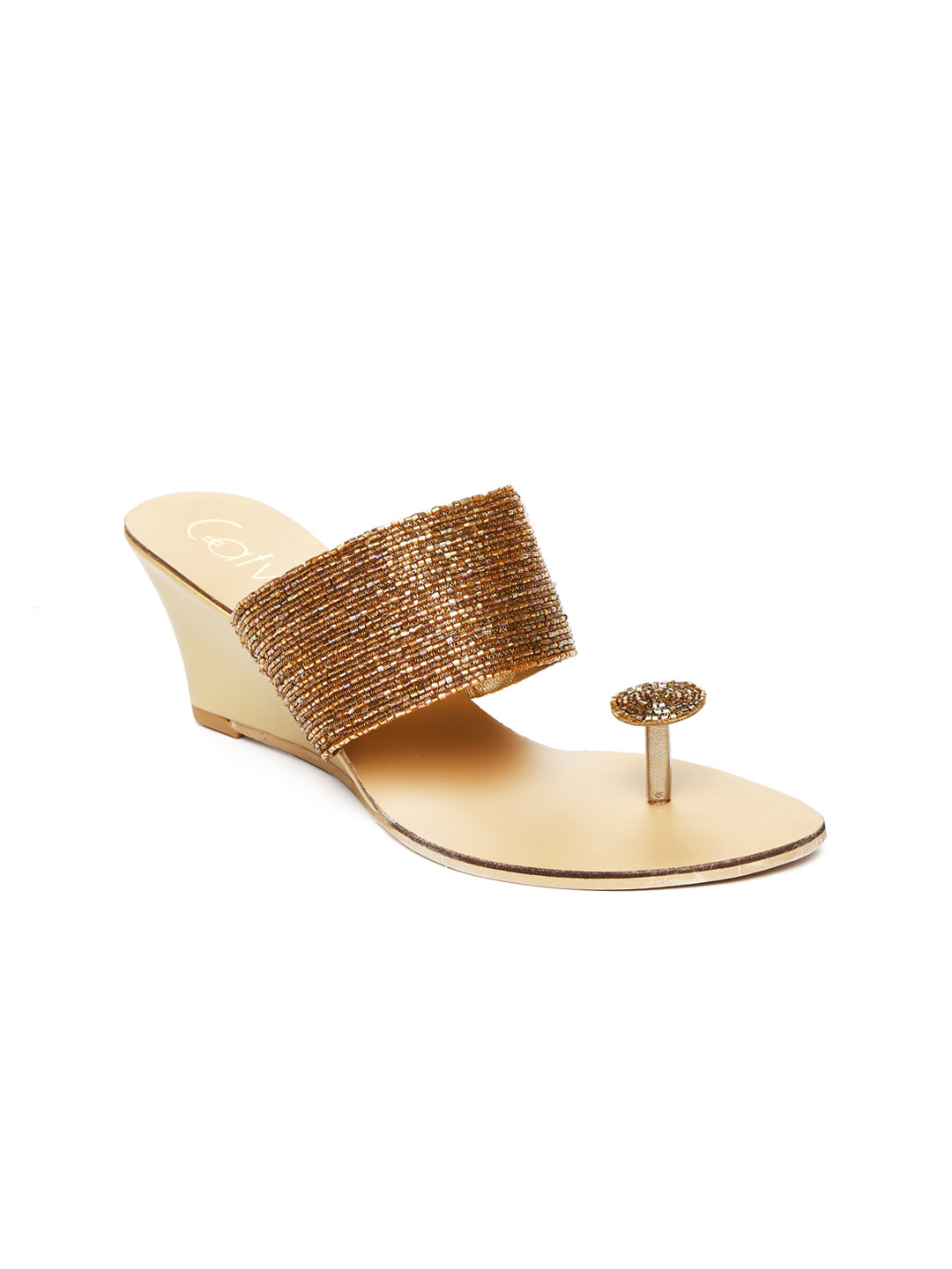 Buy Catwalk Women Gold Toned Wedges - Heels for Women 719140 | Myntra