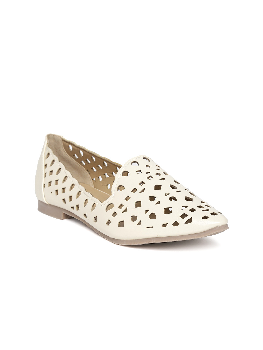 Buy Addons Women Cream Coloured Flat Shoes - Flats for Women 720077 ...