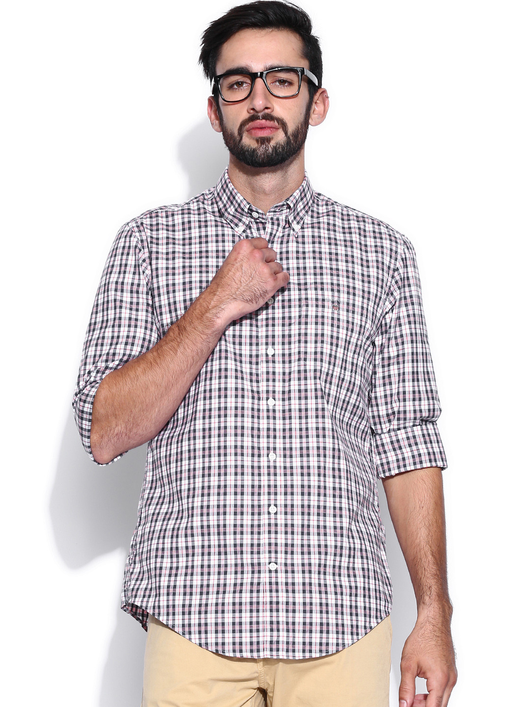 Buy GANT White & Navy Checked Casual Shirt - Shirts for Men 738015 | Myntra
