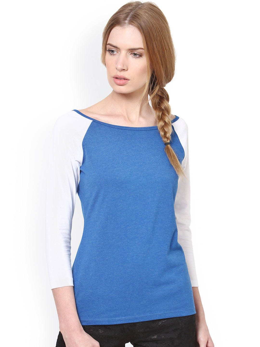 Buy TshirtCompany Women Blue & White Top - Tops for Women 742678 | Myntra