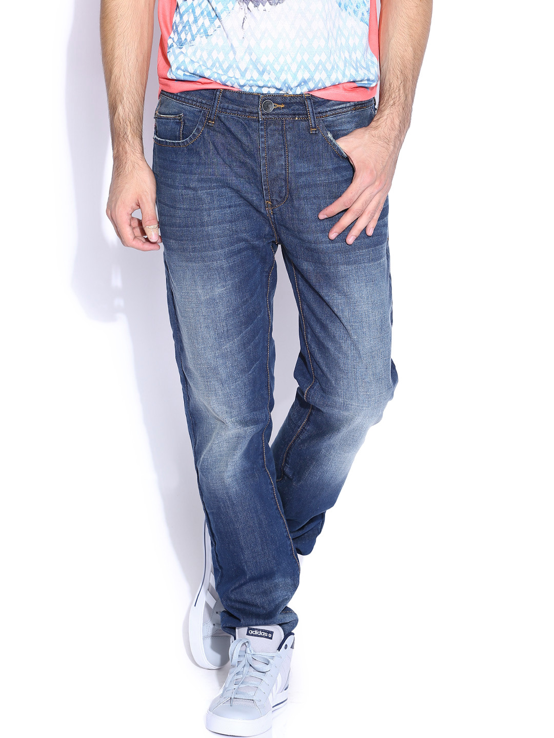 Buy Breakbounce Men Blue Buddy Hug Regular Fit Jeans - Jeans for Men ...