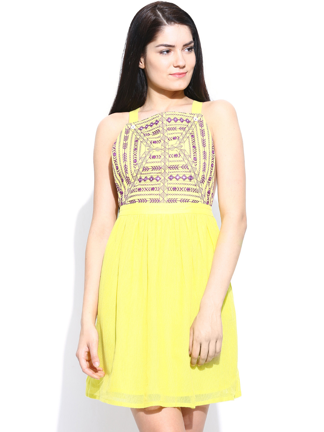 Buy Global Desi Yellow Tailored Dress - Dresses for Women 752489 | Myntra