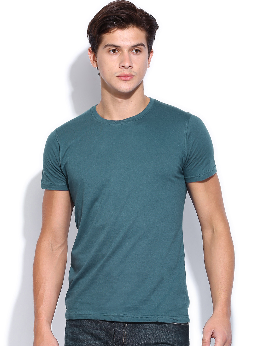 Buy Highlander Men Teal Blue Pure Cotton T Shirt - Tshirts for Men ...