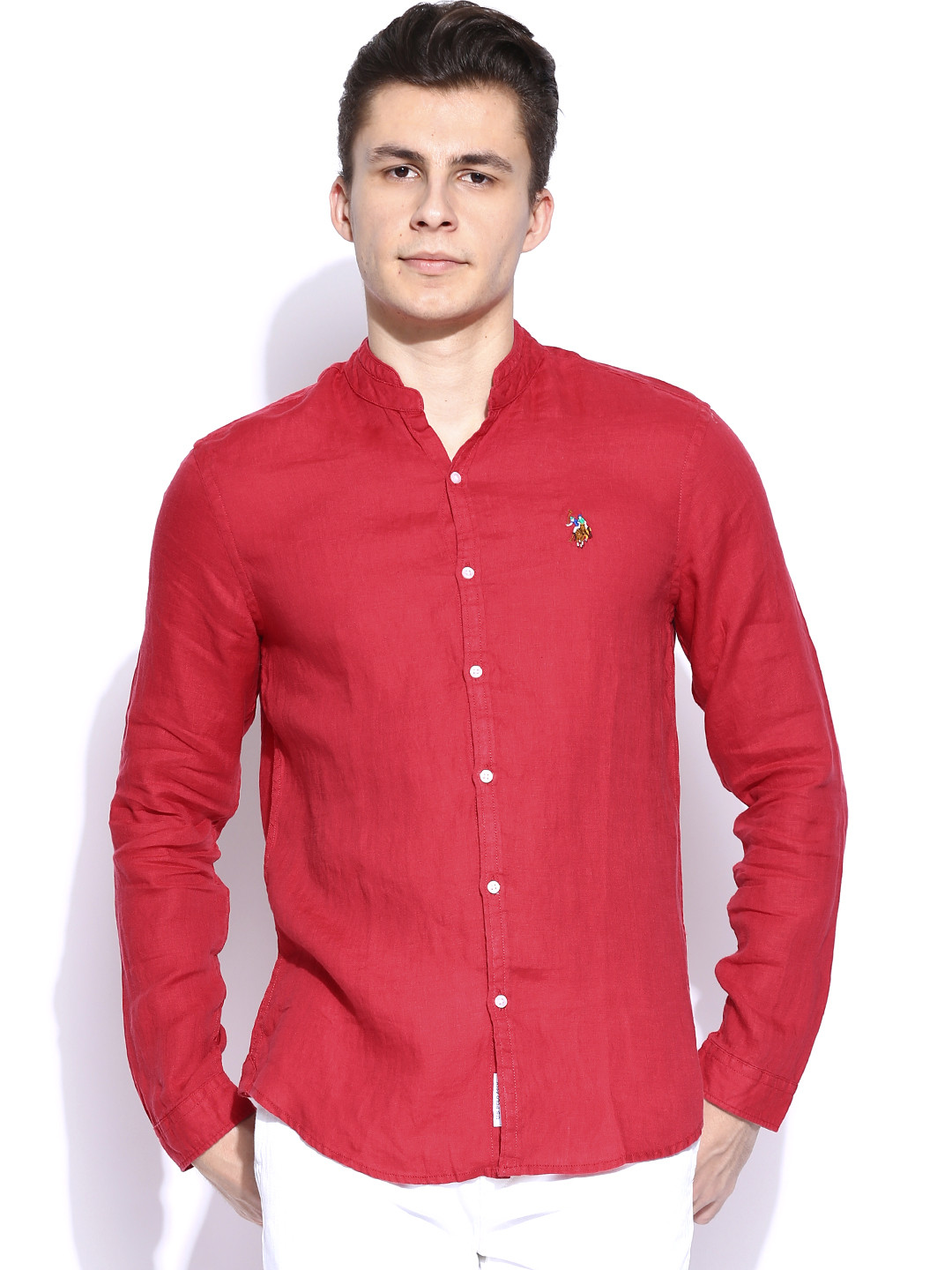Buy U.S. Polo Assn. Red Linen Standard Fit Casual Shirt - Shirts for ...
