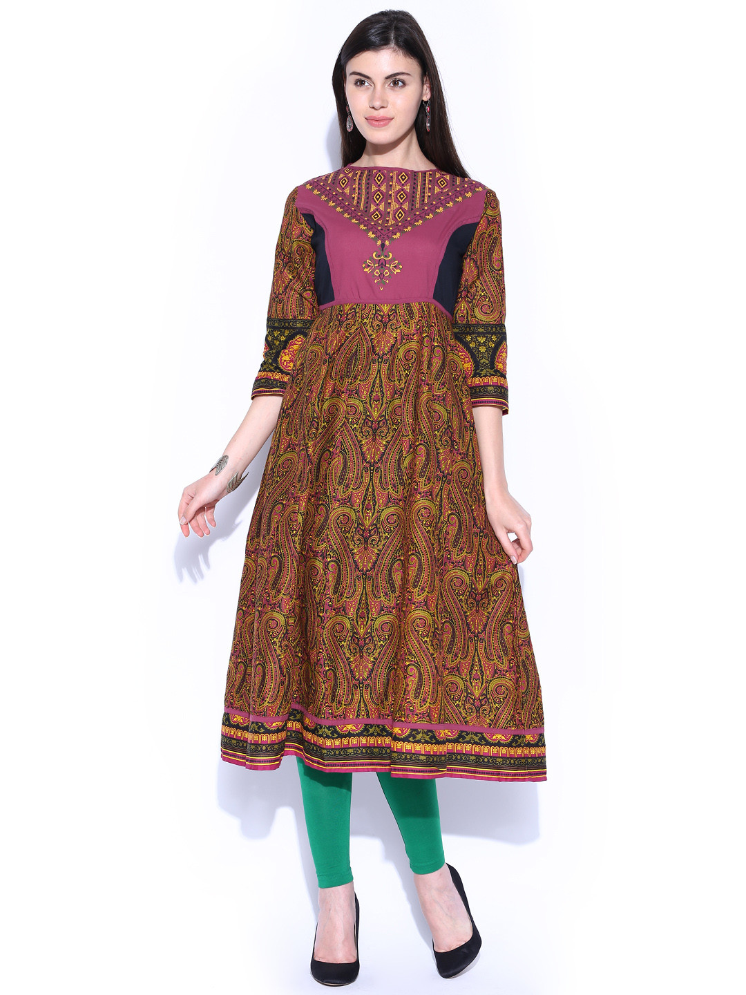 Buy Vishudh Women Multicoloured Printed Anarkali Kurta - Kurtas for ...